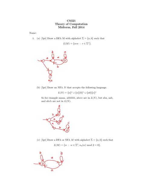 Cs321 Theory Of Computation Midterm Fall 2014 Pdf Digital