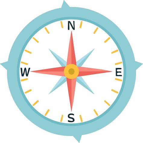 Flat Design Compass Illustrating Direction And Navigation For Travel