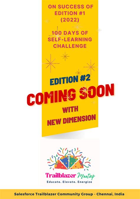 Salesforce User Group Chennai On Linkedin Stay Tuned For Another Three Big 100 Days Self