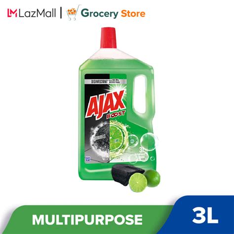 Ajax Boost Charcoal And Lime Antibacterial Multi Purpose Floor Cleaner 3l