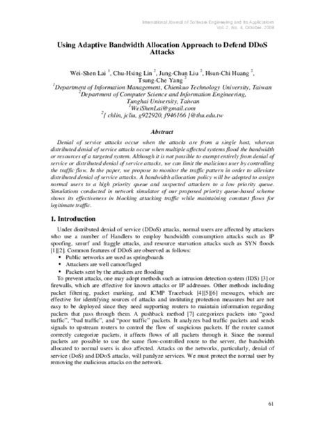 pdf using adaptive bandwidth allocation approach to defend ddos attacks