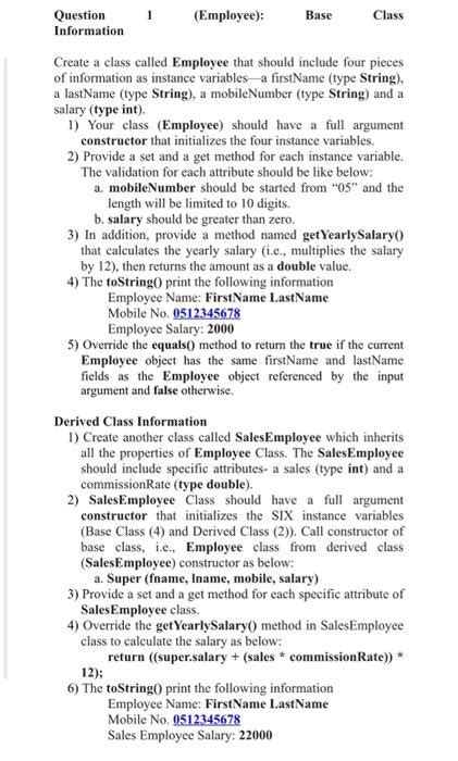 Solved Information Create A Class Called Employee That