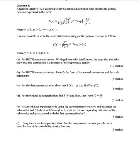 Solved Question 1 A Random Variable Y Is Assumed To Have