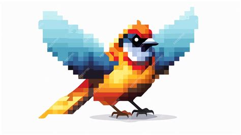 Cute Pixel Art Bird Cartoon Vector Illustration Premium Ai Generated