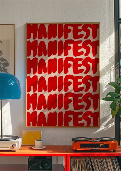 Manifest Poster Typography Poster Red Wall Art Bedroom Wall Decor