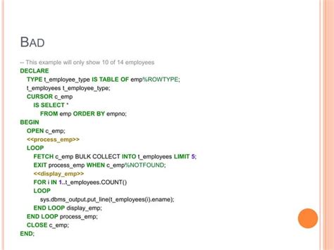 Plsql And Sql Coding Guidelines Part 5 Pptx Databases Computer Software And Applications