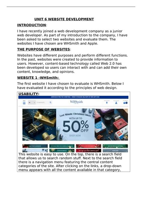 unit 6 assignment 1 website development btec level 3 information