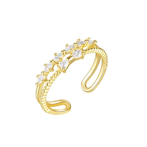 แหวนทองแดง ประดับเพทาย สีทอง เครื่องประดับแฟชั่น Thliu Th Thaipick