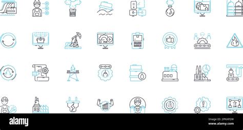 Digital Factory Linear Icons Set Automation Innovation Robotics Agile Efficiency Processes