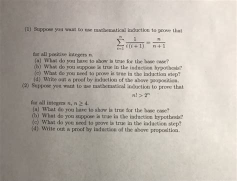 Solved 1 Suppose You Want To Use Mathematical Induction To