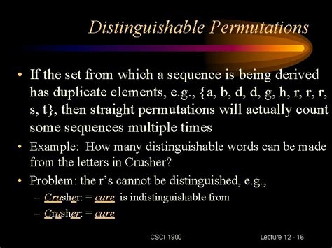 Lecture 12 Permutations And Combinations Csci 1900 Mathematics