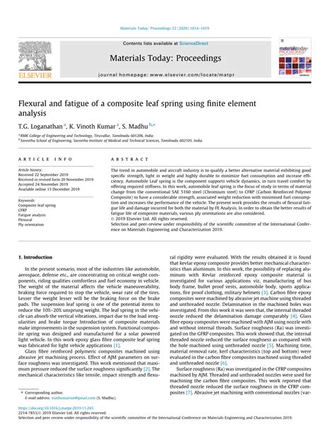 Pdf Flexural And Fatigue Of A Composite Leaf Spring Using Finite Element Analysis