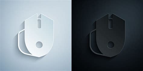 종이 컷 컴퓨터 마우스 게임 아이콘 회색과 검은 색 배경에 격리 휠 기호가 있는 광학 종이 아트 스타일 벡터 3차원 형태에 대한 스톡 벡터 아트 및 기타 이미지 Istock