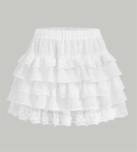 Cute White Multi Layer Ruffle Skirt Lace Ruffle Skirt White Ruffled
