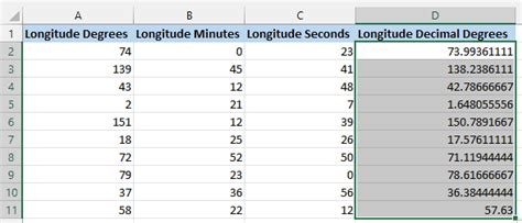 Convert Latitude Longitude To Decimal Degrees In Excel
