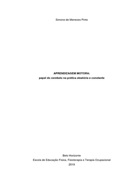 Cerebeloeducacaofisicamotora Pdf Aprendizado Córtex Cerebral
