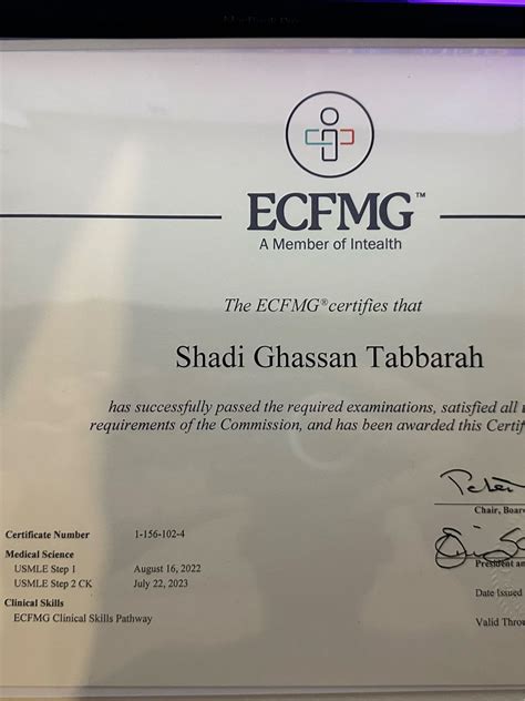Happy And Thrilled To Share My Ecfmg Certification After Finishing Step