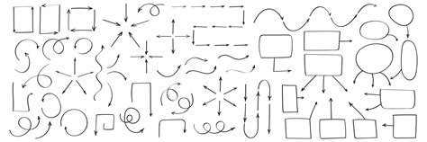 Set Of Vector Hand Drawn Arrows And Flowchart Elements Collection Of Pointers And Frames