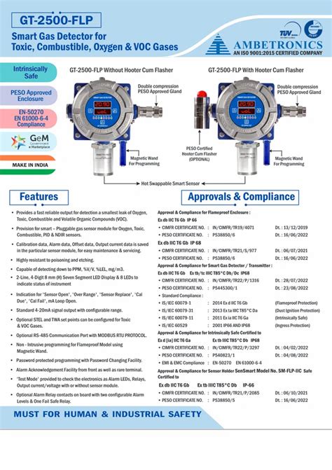 Toxic Gas Detector Gt 2500 Flp At ₹ 39750 Toxic Gas Detectors In Mumbai Id 27356705248