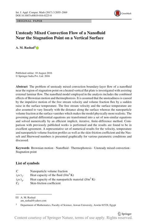 Unsteady Mixed Convection Flow Of A Nanofluid Near The Stagnation Point