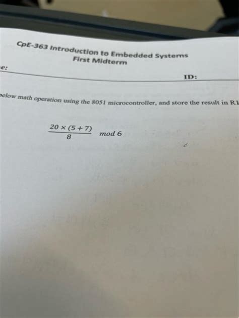 solved cpe 363 introduction to embedded systems first