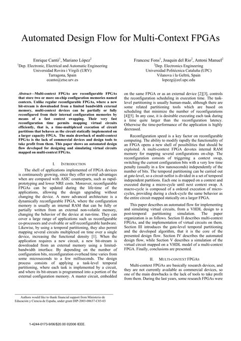 Pdf Automated Design Flow For Multi Context Fpgas