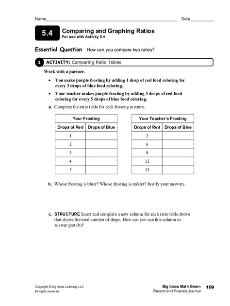 Fillable Online Comparing And Graphing Ratios Fax Email Print Pdffiller