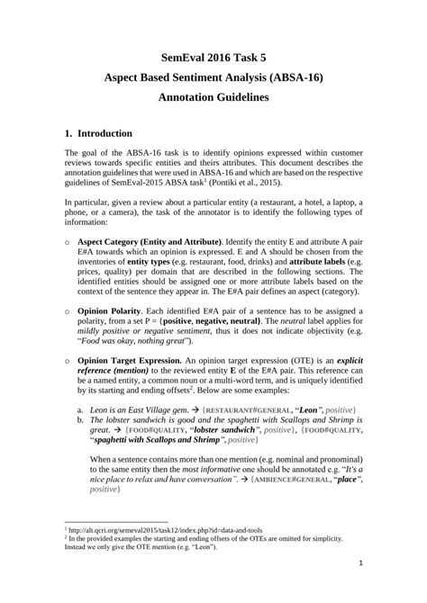 PDF SemEval Task Aspect Based Sentiment Analysis Alt Qcri Org Semeval Task Data