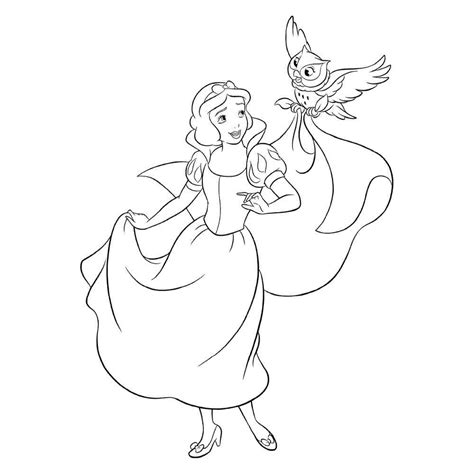 Раскраска Белоснежка и сова распечатать или скачать