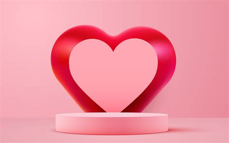 발렌타인 데이 장면 배경입니다 제품 프리젠 테이션 모형 화장품 연단 무대 받침대 또는 플랫폼을 보여줍니다 3차원 형태에 대한