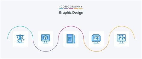 Graphic Design Blue 5 Icon Pack Including Enhance Decrease Book Computer Graphic Editor