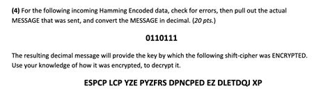 Solved 4 For The Following Incoming Hamming Encoded Data