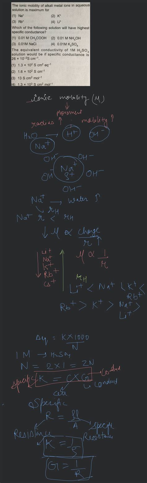 The Ionic Mobility Of Alkali Metal Ions In Aqueous Solution Is Maximum Fo