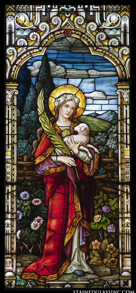 Saint Agnes Religious Stained Glass Window