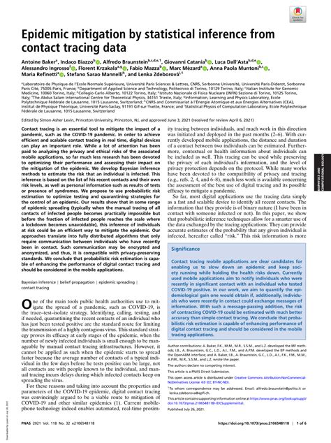 Pdf Epidemic Mitigation By Statistical Inference From Contact Tracing