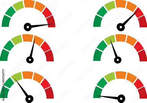 Speedometer Different Positions Speed Valuation Icons Colored Speedometer Tachometer Signs