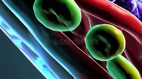 Vivid Visualization Of Microscopic Biological Structures Interacting Within A Stock Footage