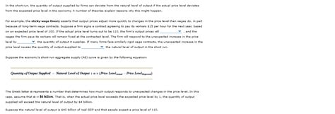 In The Short Run The Quantity Of Output Supplied By