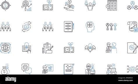 Investment Pools Line Icons Collection Diversification Portfolio