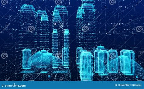 City In The Digital Technology Digital Data Connection With Futuristic Matrix Concept Stock