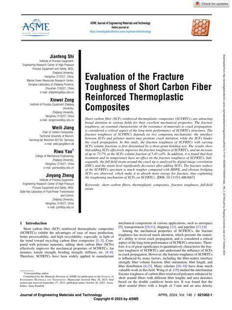 Pdf Evaluation Of The Fracture Toughness Of Short Carbon Fiber