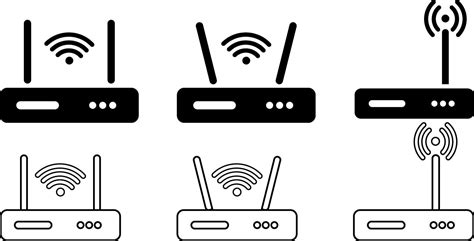 Wifi Router Icon Set Wireless Technology Sign Outline Wifi Router Symbol 53174770 Vector Art