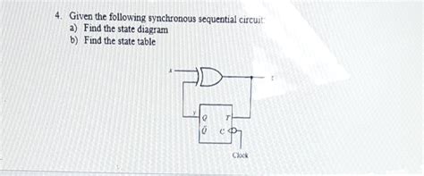 solved given following synchronous sequential circuit find state diagram b find state table
