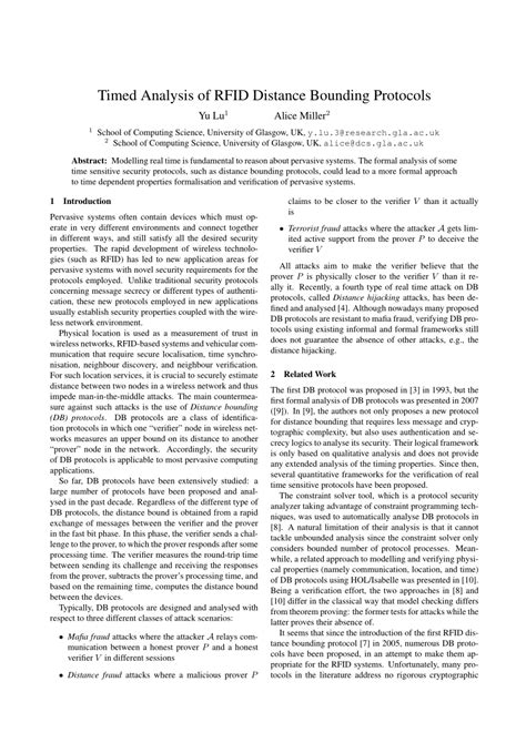 Pdf Timed Analysis Of Rfid Distance Bounding Protocols