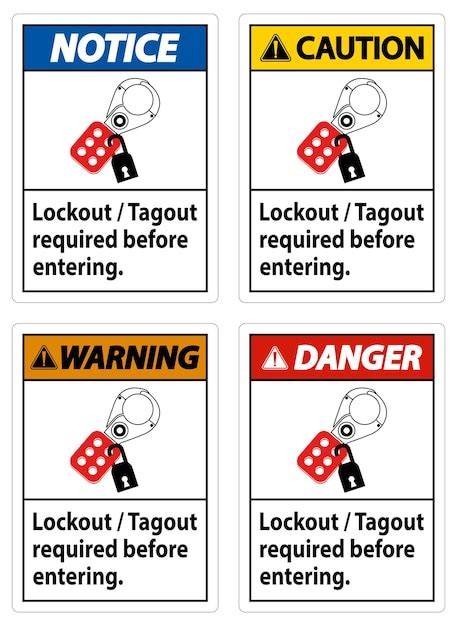 Premium Vector Warning Sign Lockout Tagout Required Before Entering
