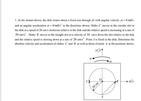 solved 1 at the instant shown the disk rotates about a