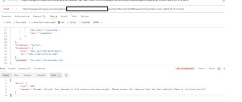 Not Able To Get Cluster And Namespace Cost Using Microsoftcostmanagement Api Version2023 04