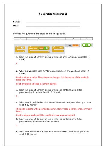 Ks2 Ks3 Scratch Assessment Teaching Resources