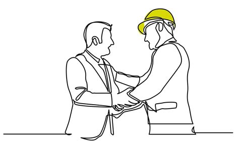 토목 엔지니어 건물의 연속 라인 드로잉 건설 프리미엄 벡터