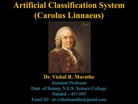 Artificial Classification System Carolus Linneaus Ppt